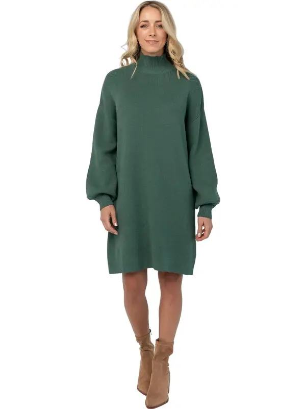 FLAT WHITE Harlow Sweater Dress - Evergreen