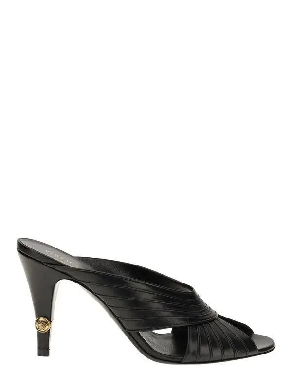 Versace Nappa Leather Mules - Black