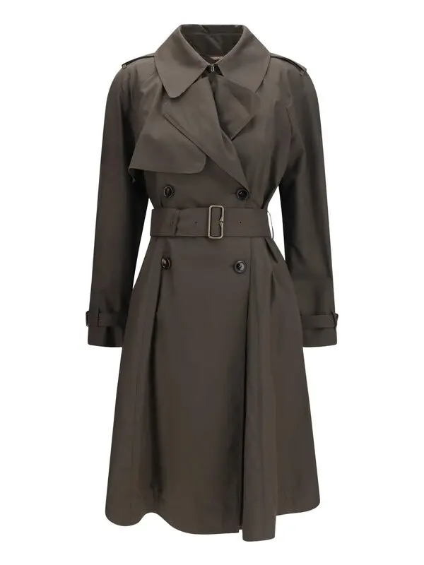 Burberry Cotton Gabardine Trench Coat - Green