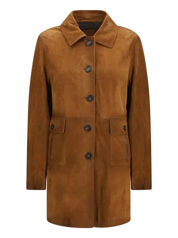 VALSTAR Suede Long Jacket - Brown
