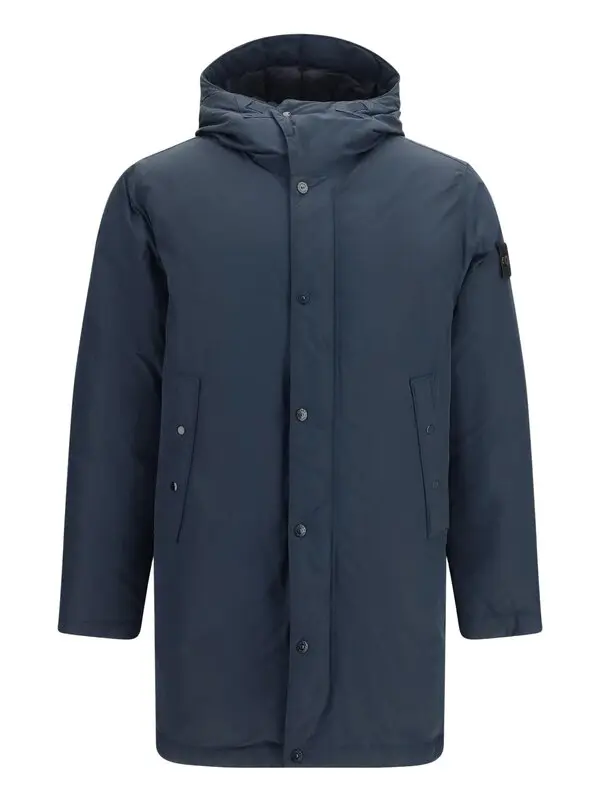 Stone Island Long Down Jacket - Blue