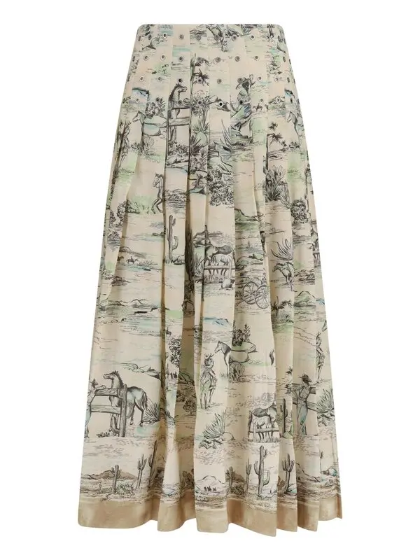 ALEMAIS Scout Linen Midi Skirt - Cream