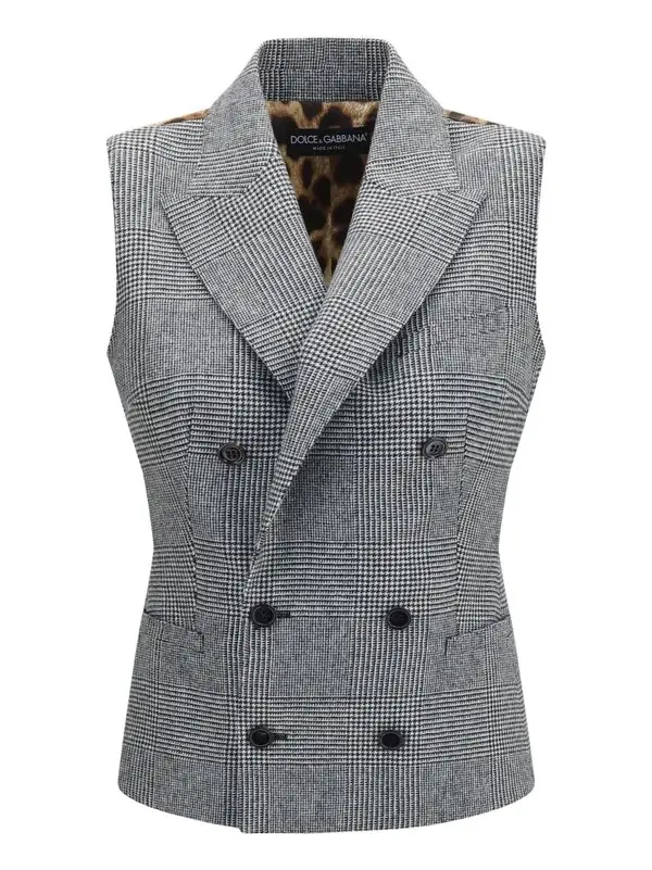 Dolce & Gabbana Prince Of Wales Double Breasted Vest - Grey