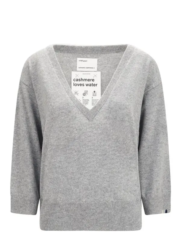 Extreme Cashmere N°491 V-neck Cashmere Sweater - Grey