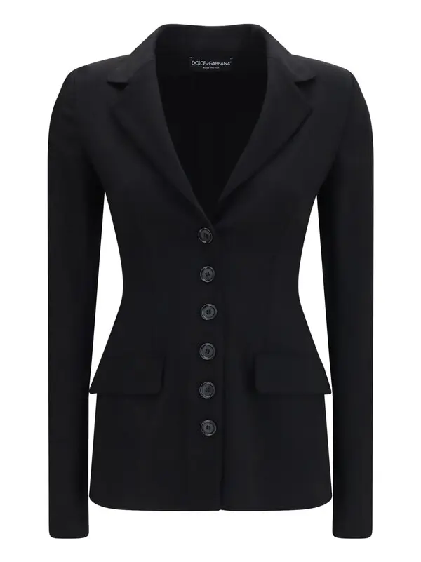 Dolce & Gabbana Stretch Wool Single Breasted Jacket - Black