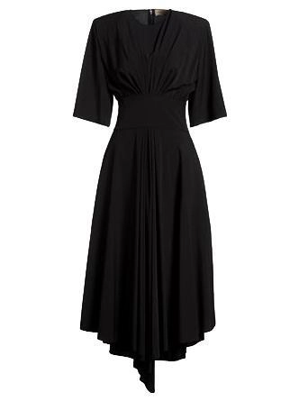 Alexandre Vauthier Pleated Asymmetrical Crepe Midi Dress - Black