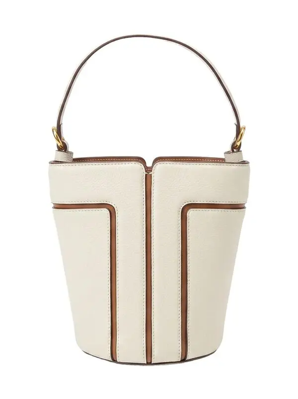 MODENAIRE Structured Mini Bucket Bag With Top Handle And Crossbody Strap - Brown