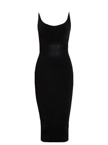 MUGLER Midi Bodycon Dress - Black