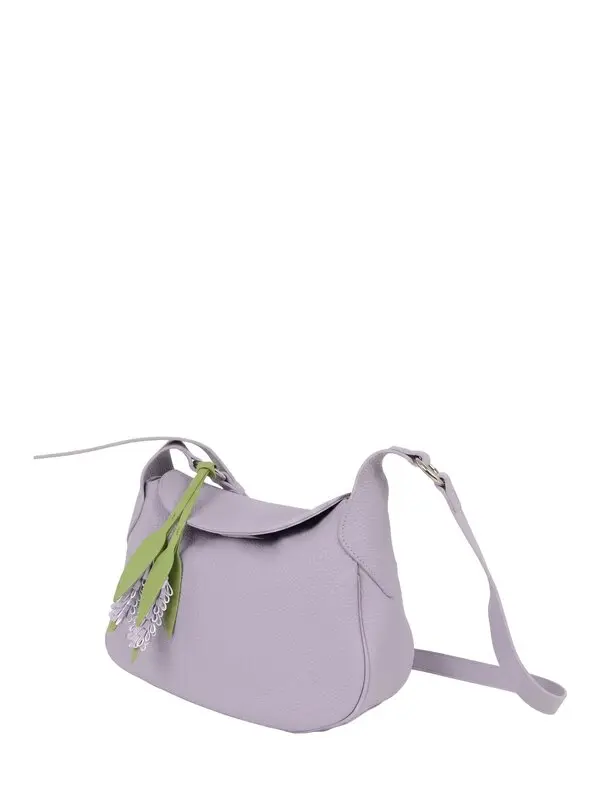 MODENAIRE Soft Leather Shoulder Bag With Flap Closure And Adjustable Strap - Purple
