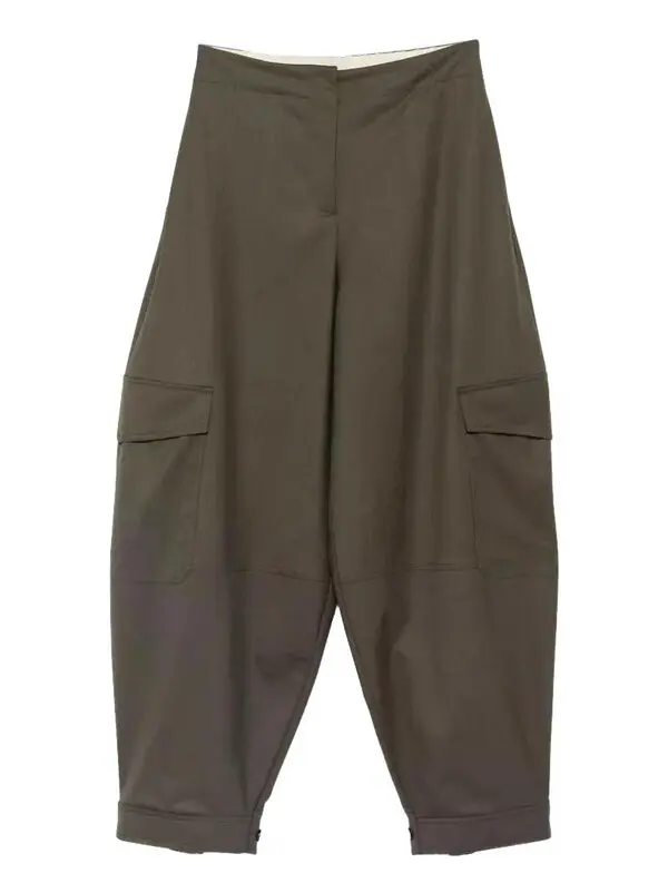 ALYSI Cropped Trousers With Flap Pockets - Green