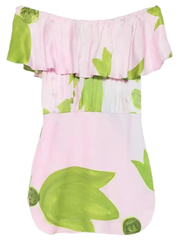 Themis Z Eudora Ruffled Off-the-shoulder Mini Dress - Pink