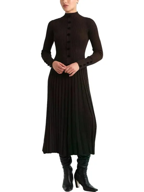 Cara Cara Easton Ribbed-knit Midi Dress - Brown