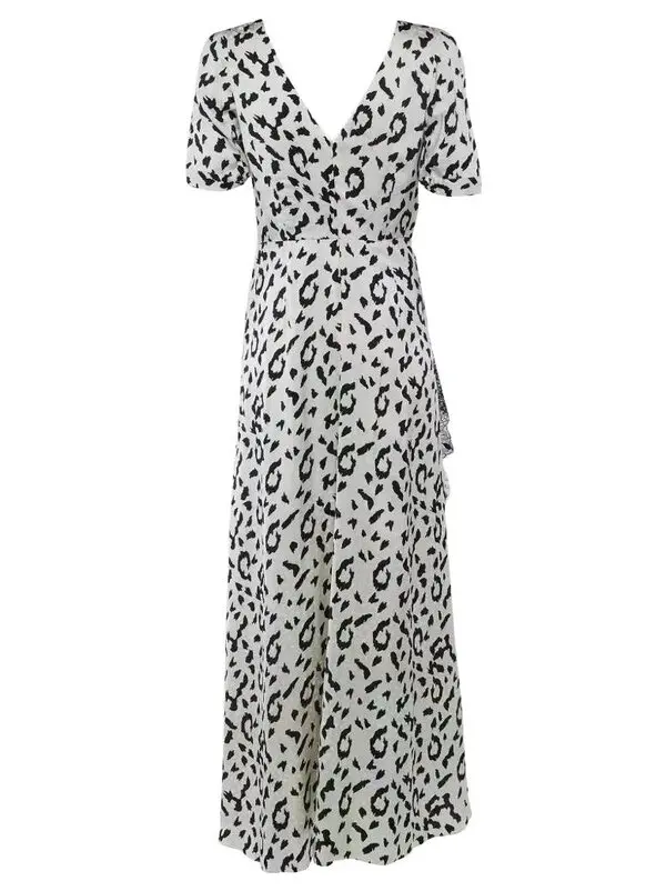 SELF-PORTRAIT Leopard-print Twisted Midi Dress - White