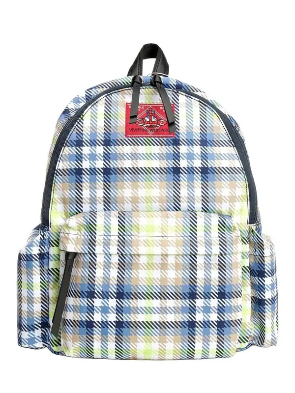 VIVIENNE WESTWOOD George Rucksack Backpack In Fluo Tartan Nylon - Multicolor