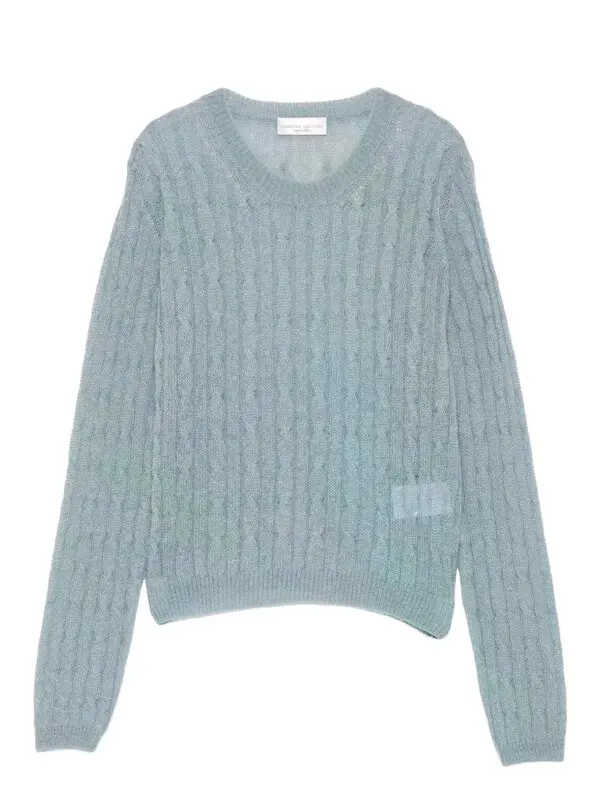 ROBERTO COLLINA Cable-knit Metallic-thread Sweater - Blue