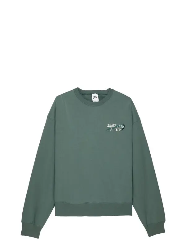 Nike Fleece Skate Crew Sweatshirt 'skate Like A Girl - Blue
