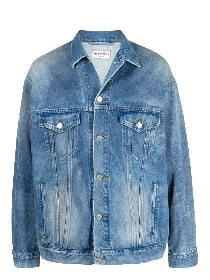 Balenciaga Bb Sprayed Denim Jacket - Electric Blue/fuchsia