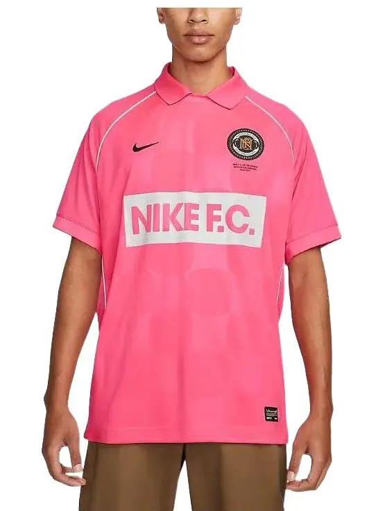 Nike Dri-fit F.c. Short-sleeve Football Shirt 'pink - Hyper Pink/summit White/black