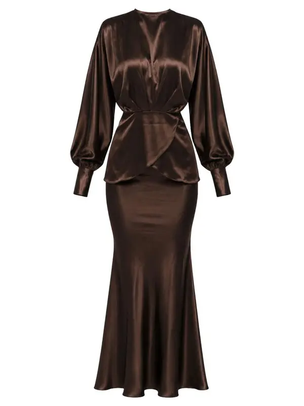 TURANA ATASH LONDON Qamar Sculptural Satin Dress - Black