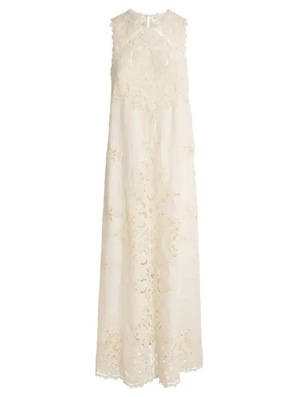 Ulla Johnson Embroidered Linen Midi Dress - Ivory