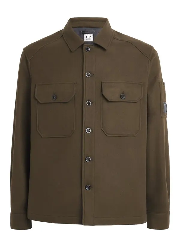 C.P. COMPANY Virgin Wool-blend Lens Overshirt - Green