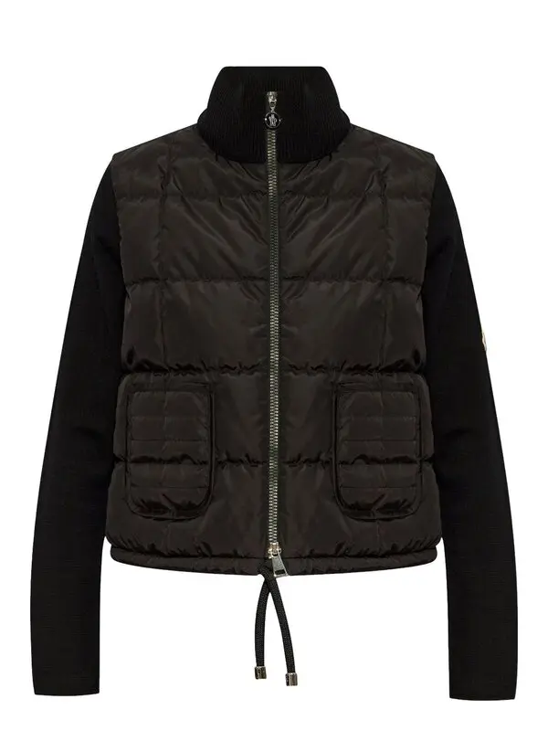 Moncler Wool And Nylon Padded Cardigan - Black