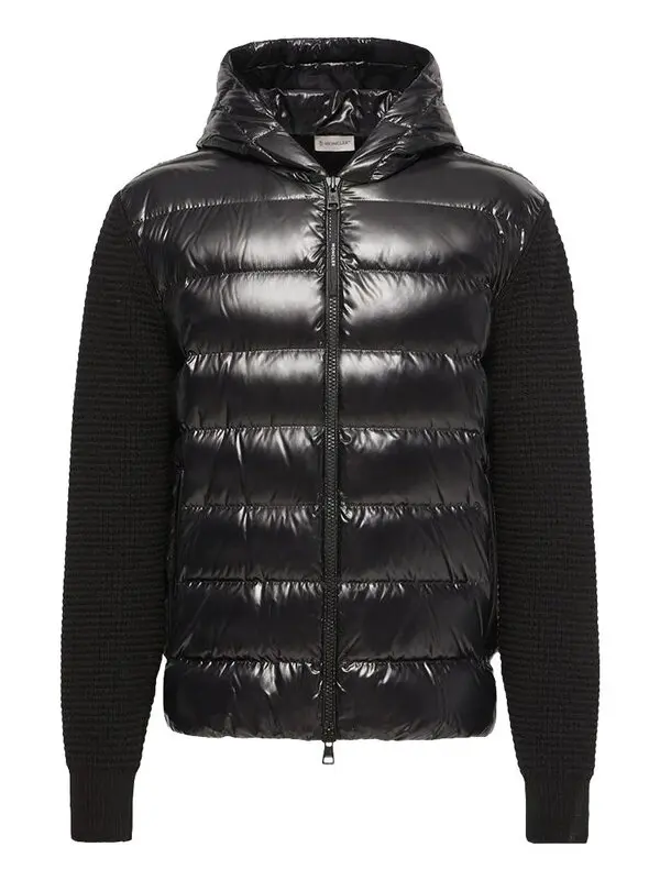 Moncler Wool And Nylon Padded Cardigan - Black