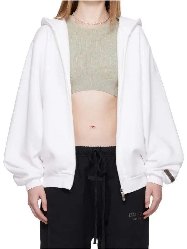 Fear Of God Zipper Hooded Sweatshirt - White