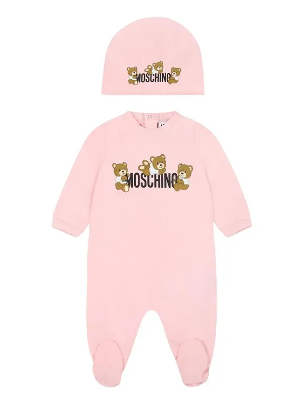 Moschino Bear Motif Bodysuit And Hat Set - Pink