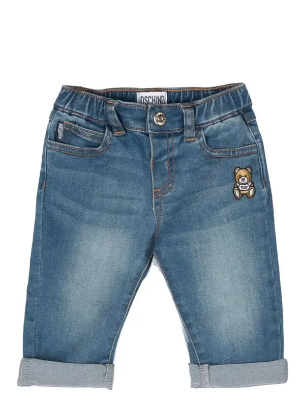 Moschino Patch Detail Straight Leg Jeans - Blue