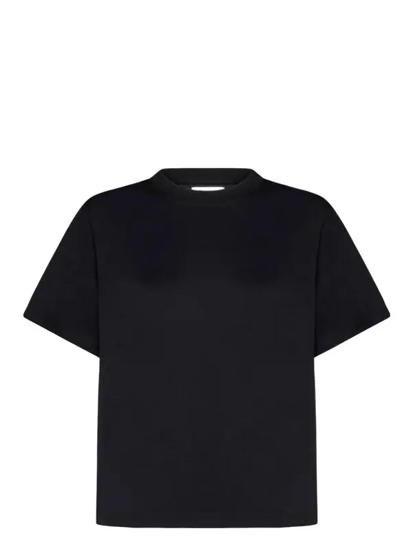 LOULOU STUDIO Classic Crew Neck Top With Logo Embroidery - Black