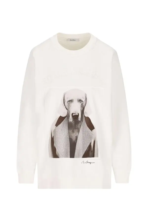 Max Mara Graphic Print Long Sleeve Sweatshirt - White