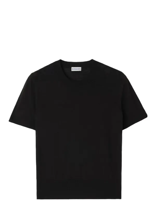 Burberry Check Panel Wool Silk Top - Black