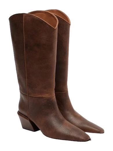 Paris Texas Leather Knee-high Cowboy Boots - Brown