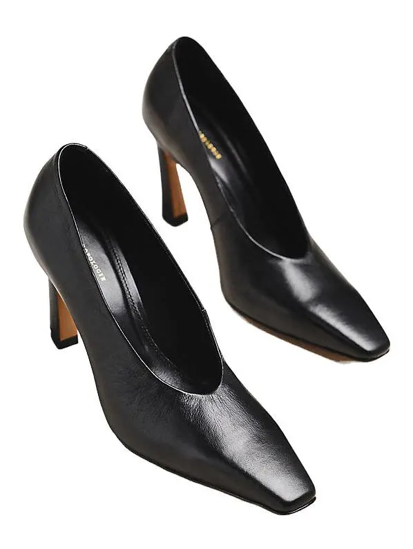Anthropologie Square-toe Leather Pumps - Black