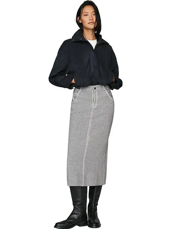BERENICE Wool Knit Midi Pencil Skirt - Grey Mix