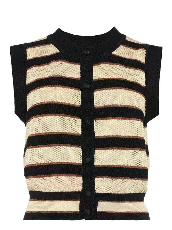 ERES Striped Round Neck Sleeveless Top - Neutrals