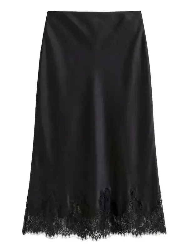 REFORMATION Carolina Lace-trim Midi Skirt - Black