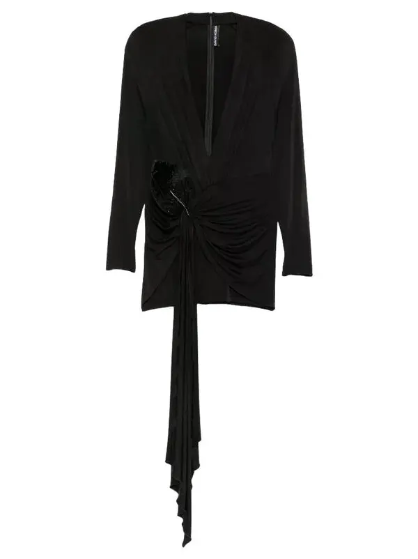 David Koma Embellished Draped Mini Dress - Black