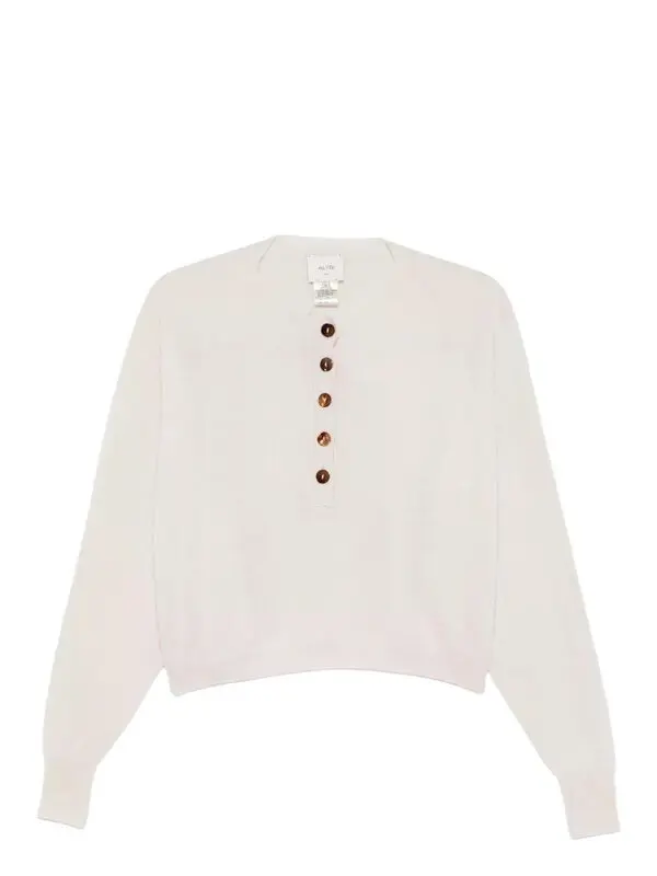ALYSI Button-placket Long-sleeve Sweater - Neutrals