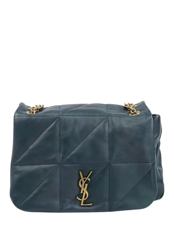 Saint Laurent Quilted Shoulder Bag With Cassandre Logo - Blue