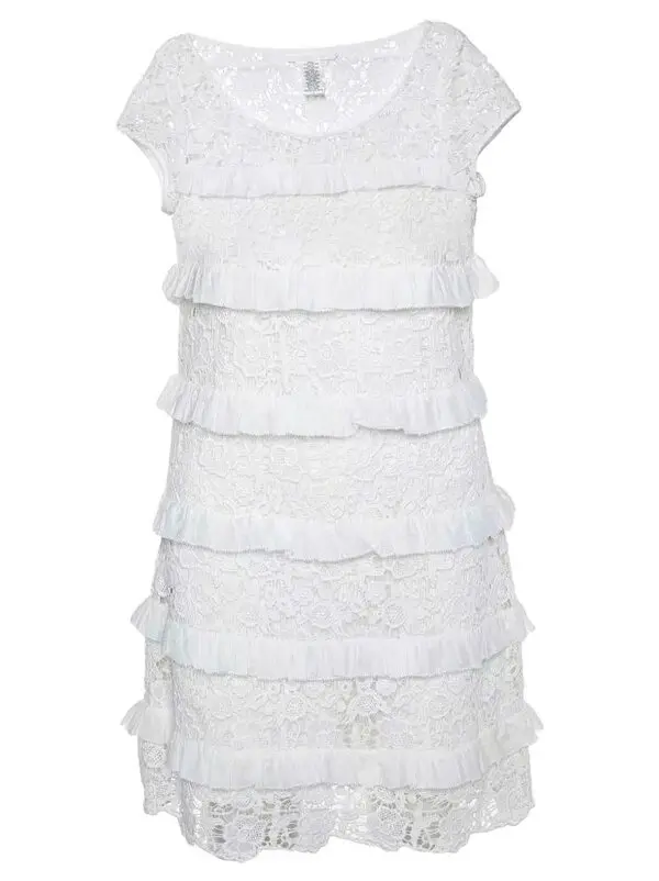 Diane Von Furstenberg Arcelia Lace Ruffle Mini Dress - White