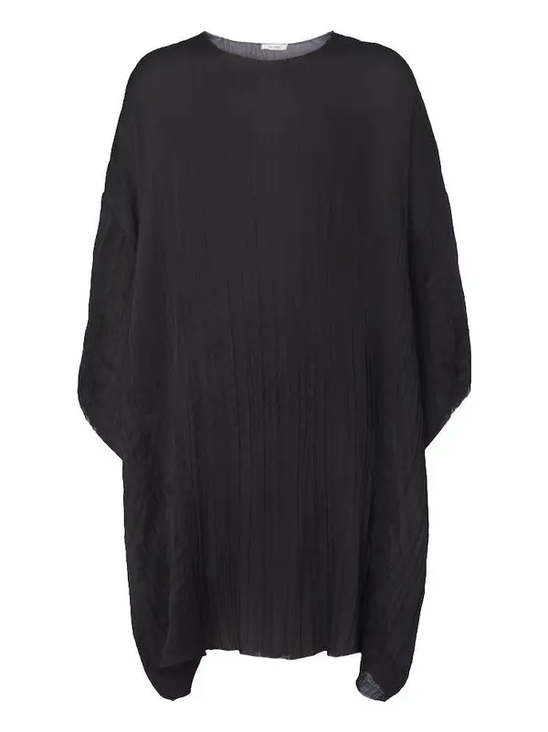THE ROW Oversized Pleated Silk Blouse - Black