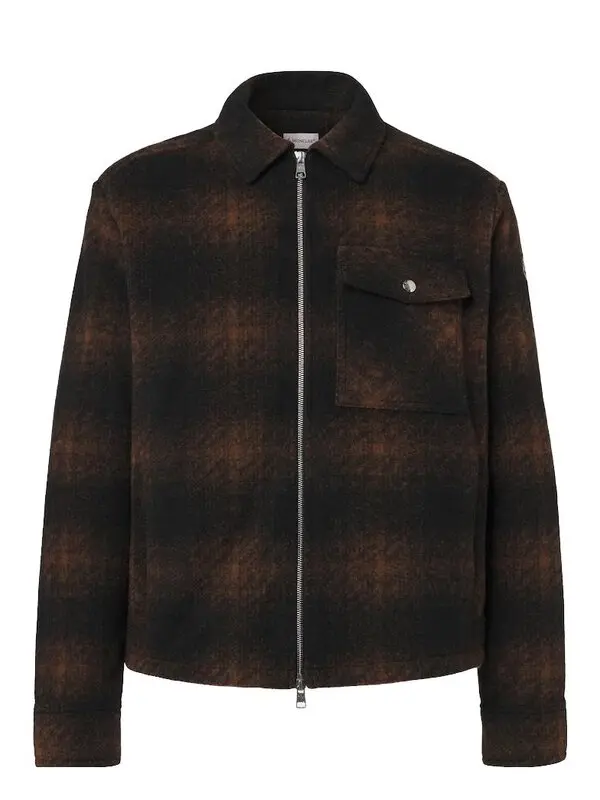Moncler Archivio Checked Zip-up Jacket - Brown
