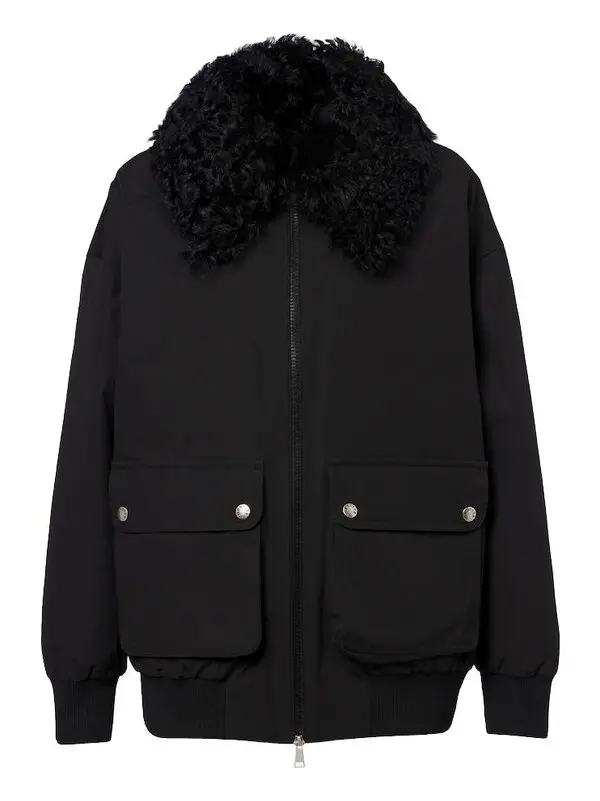 Moncler Shearling-trimmed Down Jacket - Black