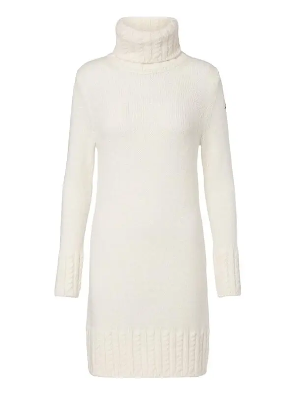 Moncler Turtleneck Alpaca And Wool-blend Minidress - White