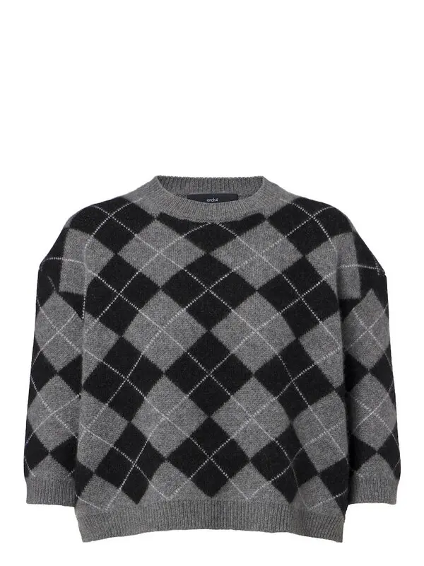 Arch4 Karlie Argyle Cashmere Sweater - Grey