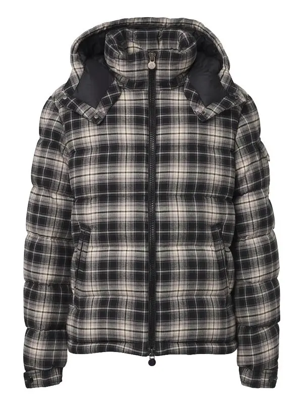 Moncler Airor Checked Cotton Flannel Down Jacket - Black