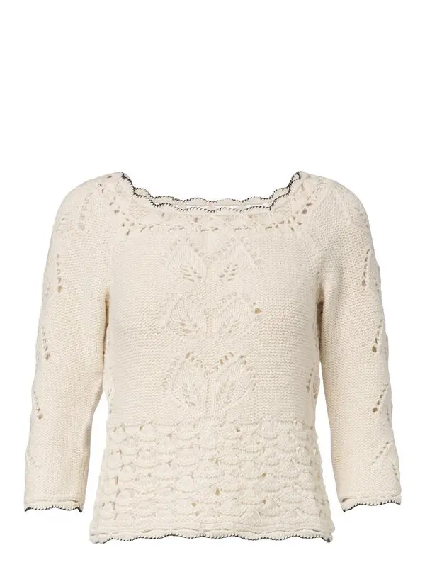 MARANT ETOILE Lua Pointelle Cotton And Wool Sweater - White
