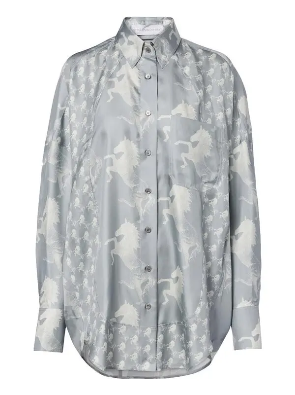 Stella McCartney Printed Silk Satin Button-down Shirt - Blue
